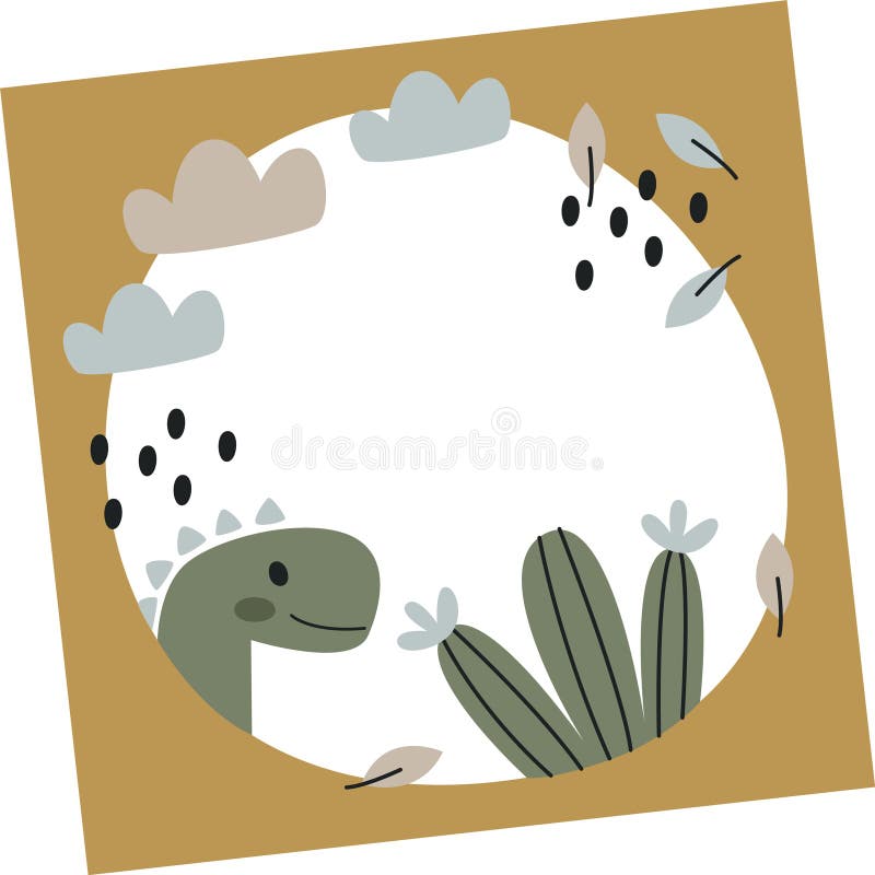 Dinosaur Square Childish Frame Stock Vector - Illustration of dinosaurs ...