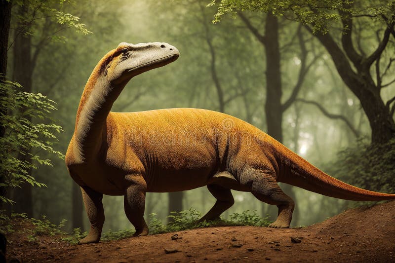 A Dinosaur Standing in a Forest. Stock Image - Image of long, cover ...