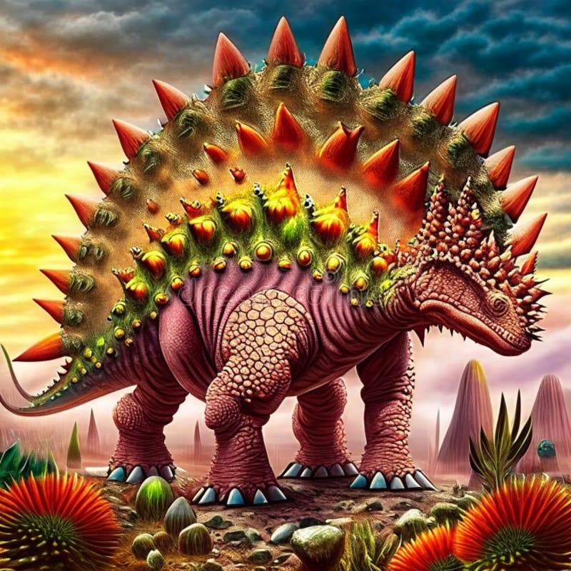 Dinosaur Stegosaurus - Dinosaurs in the Prehistoric Period. Generative ...