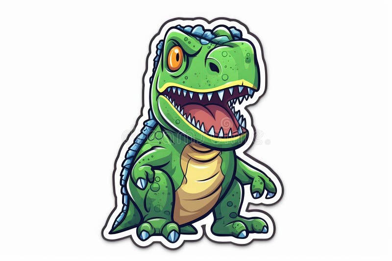 Dinosaur Sticker on White Background. Generative AI Stock Illustration ...