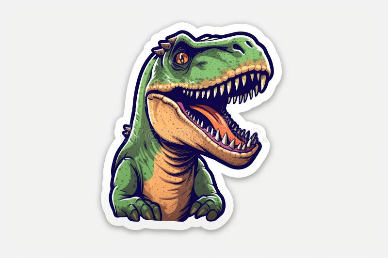 Dinosaur Sticker on White Background. Generative AI Stock Illustration ...
