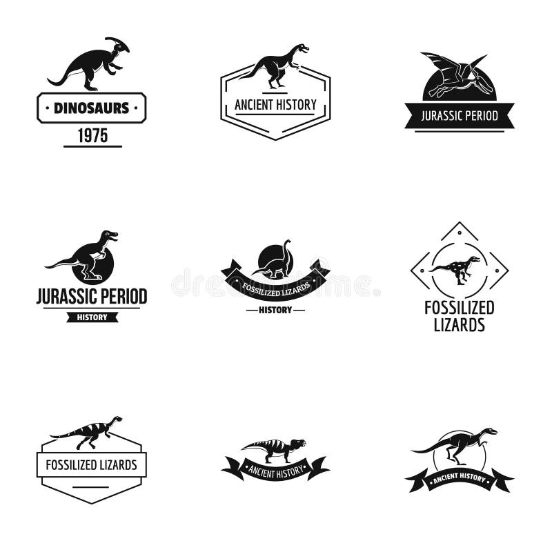 Dino Logo Set, Simple Style Stock Vector - Illustration of baby ...