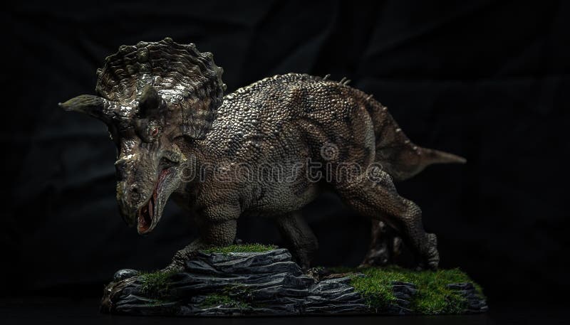 Dinosaur , Triceratops in the Dark Stock Photo - Image of still, danger ...