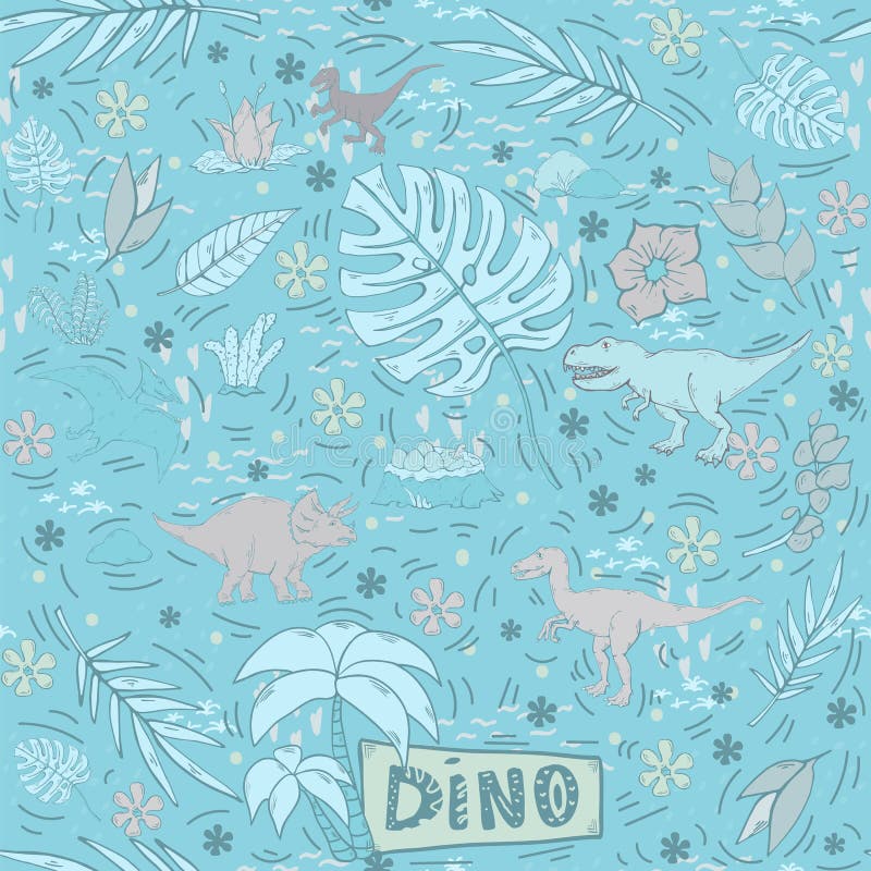 Realistic Dinosaur Seamless Pattern Stock Illustrations – 99 Realistic ...