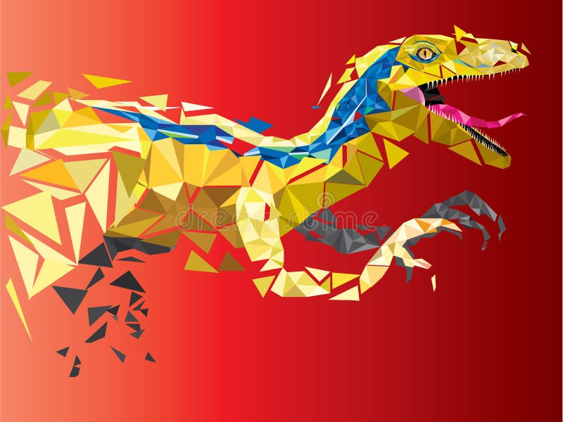 Dinosaur Velociraptor in Geometric Pattern Style. Eps 10 Stock Vector ...