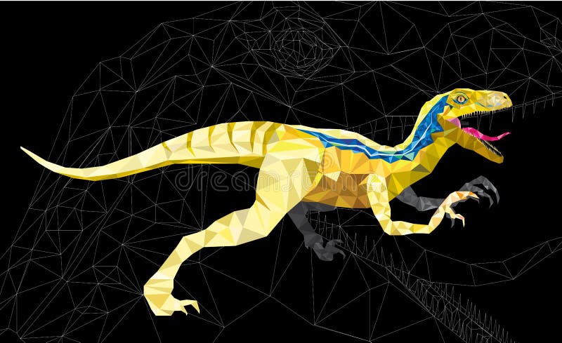 Dinosaur Velociraptor in Geometric Pattern Style. Eps 10 Stock Vector ...