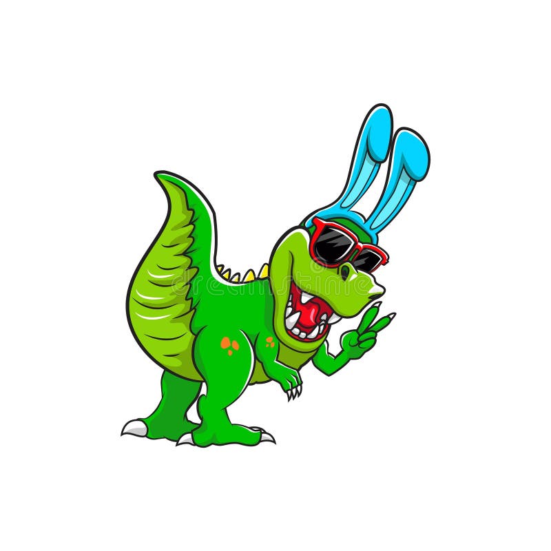 Dinosaur Wearing Bandana Rabbit Cute Vector Illustration Design Stock ...