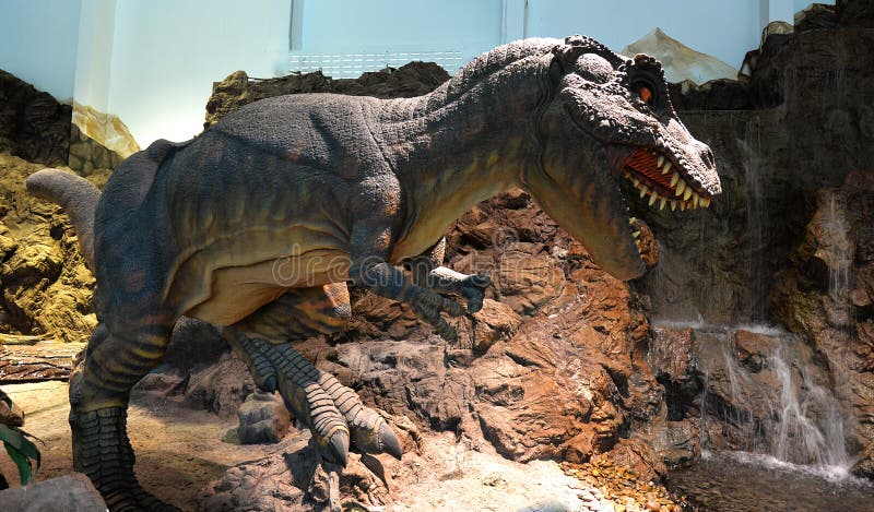 Fine Del Trex Del Dinosauro Su Sul Fondo Dell'inferno Immagine Stock ...