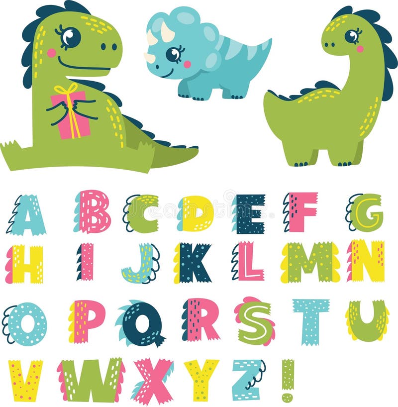 Dinosaurs, Letters, Alphabet Stylized As Dinosaurs. Bright Letters and ...