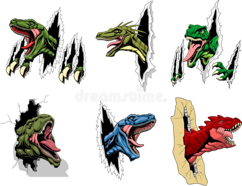 Dinosaurs Mascot Graphic Design. Vector Hand Drawn Collection Set Stock ...
