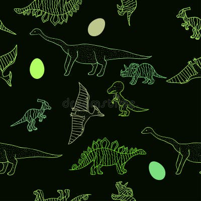 Dinosaurs Black Pattern Stock Illustrations – 655 Dinosaurs Black ...