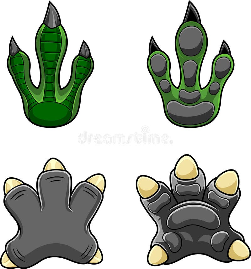Dinosaurs Paw with Claws Print Logo Design. Vector Hand Drawn ...