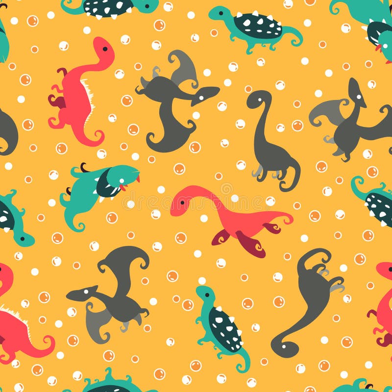 Dinosaurs Seamless Pattern for Kids Stock Vector - Illustration of ...