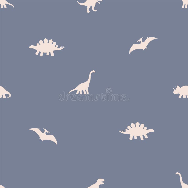 Dinosaurs Seamless Vector Pattern, Silhouette Dinosaurs Kids Seamless ...