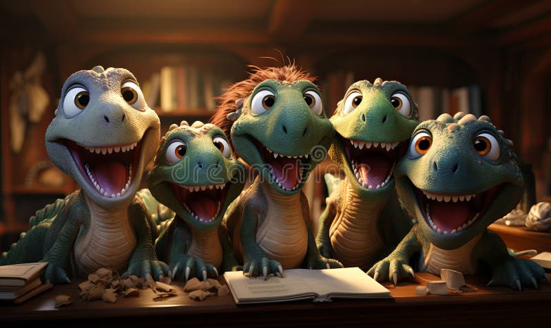 Dinosaurs Sitting on Table stock image. Image of prehistoric - 311977549