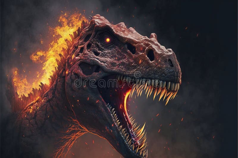 Dinosaurs T-rex on Fire, Creative Digital Illustration Stock ...