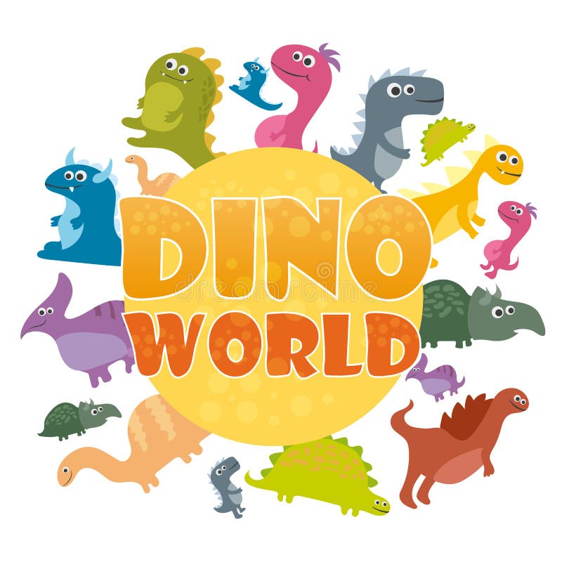 Dinosaurs World Poster. Vector Cartoon Dinosaurs Stock Vector ...