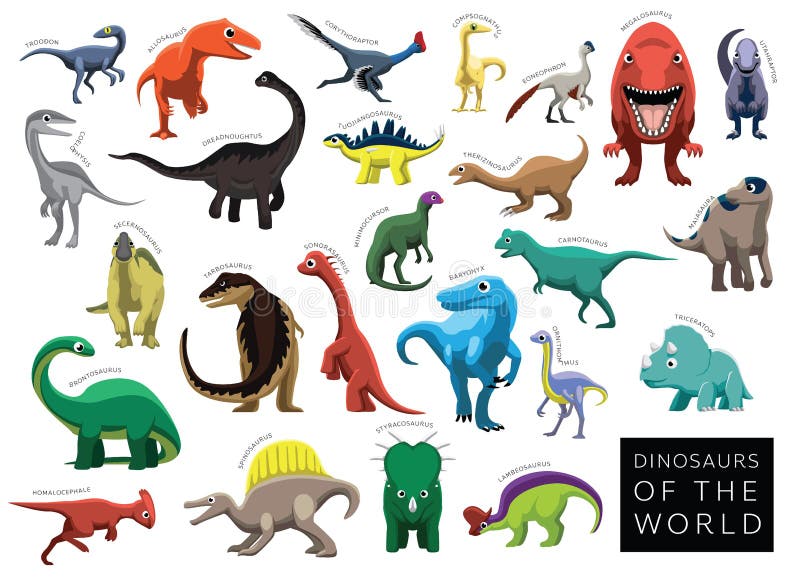 Dinosaurs of the World Set Cartoon Vector Character Stock Vector ...