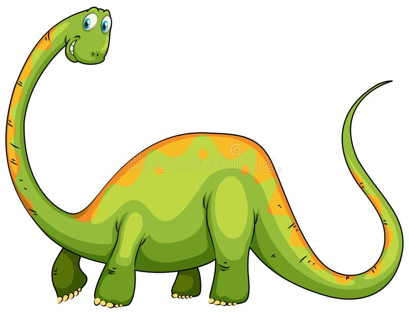 Dinosaurus Met Lange Hals En Staart Vector Illustratie - Illustration ...