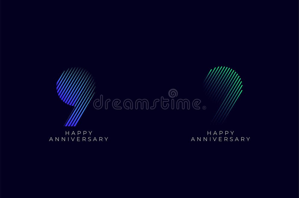 Dioagonal Line Stripes Speed Gradient Colorful 9th, 9th Happy ...