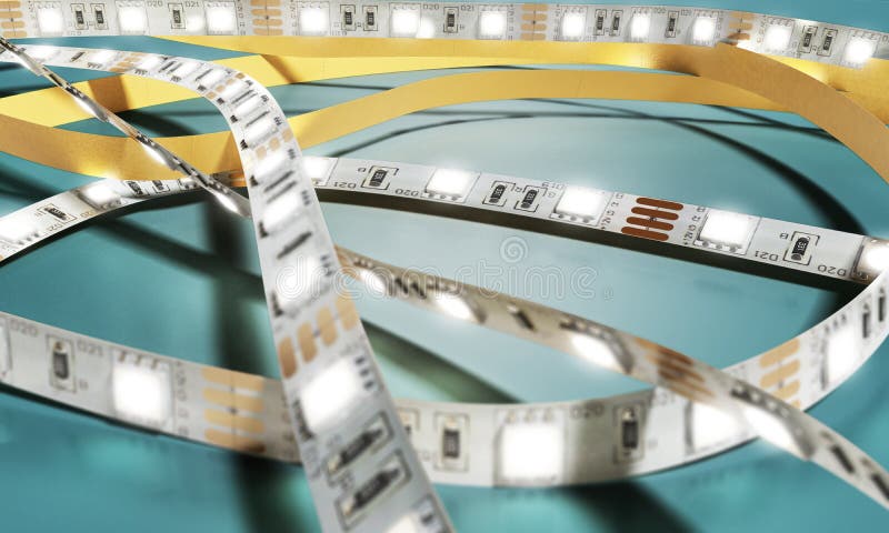 Diode Strip Led Lights Tape Close-up 3d Render on White Stock ...