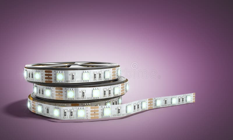 Diode Strip Led Lights Tape in Holder Close-up 3d Render on Darck Stock ...