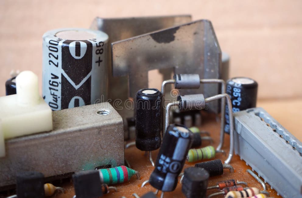 Diodes and capacitors stock photo. Image of circuit - 304899340