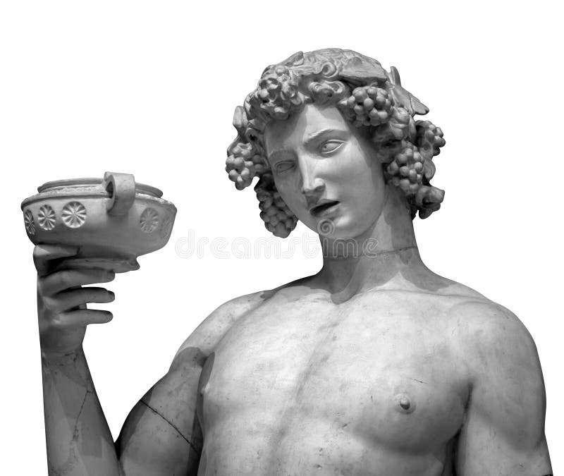 Dionysus Bacchus Wine Statue Portrait on White Stock Photo - Image of ...