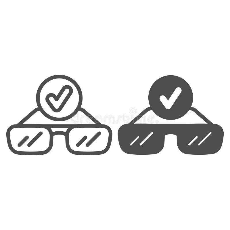 Dioptric Eyeglasses and Checkmark Line and Solid Icon, Optics and Human ...