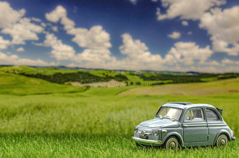 Diorama - Vintage Car on the Meadow in the Countryside Editorial ...