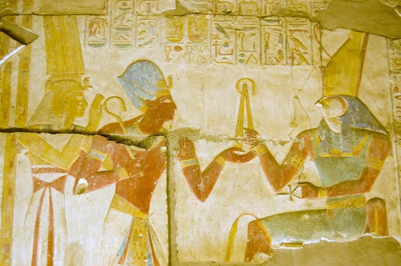 Dios Egipcio Antiguo Horus Con Seti E ISIS Imagen de archivo - Imagen ...