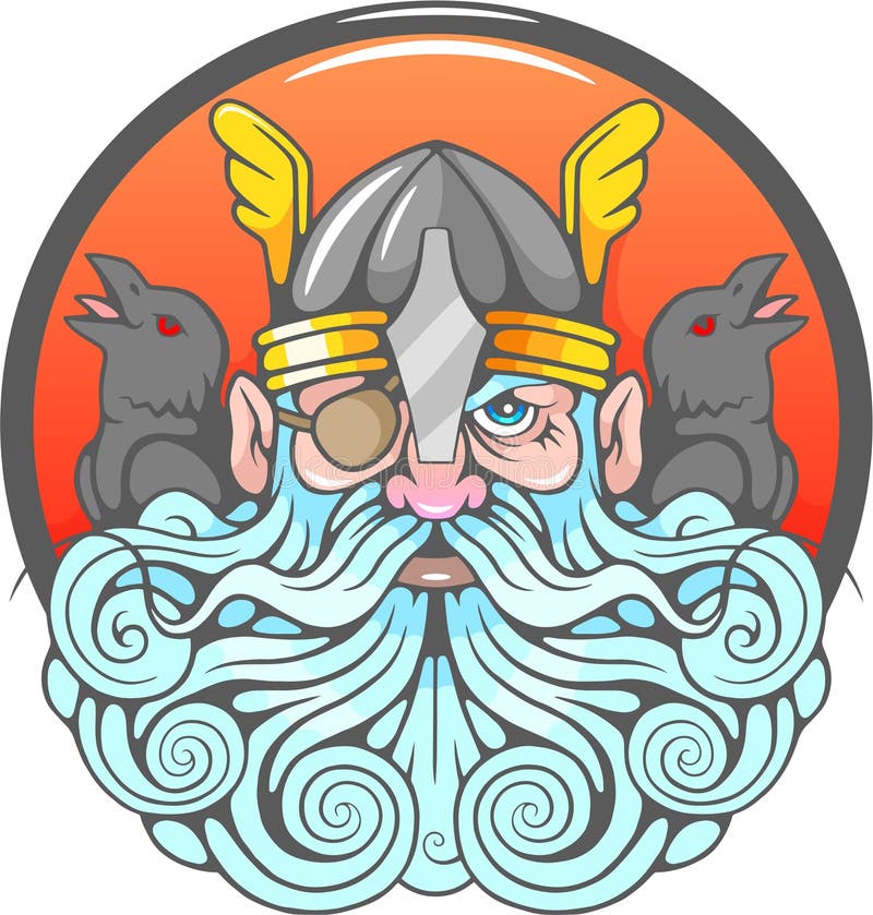 Dios Odin y el suyo ravens ilustración del vector. Ilustración de ...