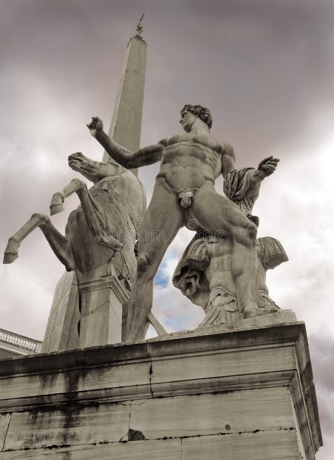 Dioscuri Statue in Rome stock photo. Image of myth, roman - 78976902