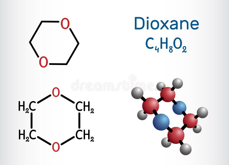 Dioxane 1,4-Dioxane Molecule. it is Used Primarily As a Solvent in the ...