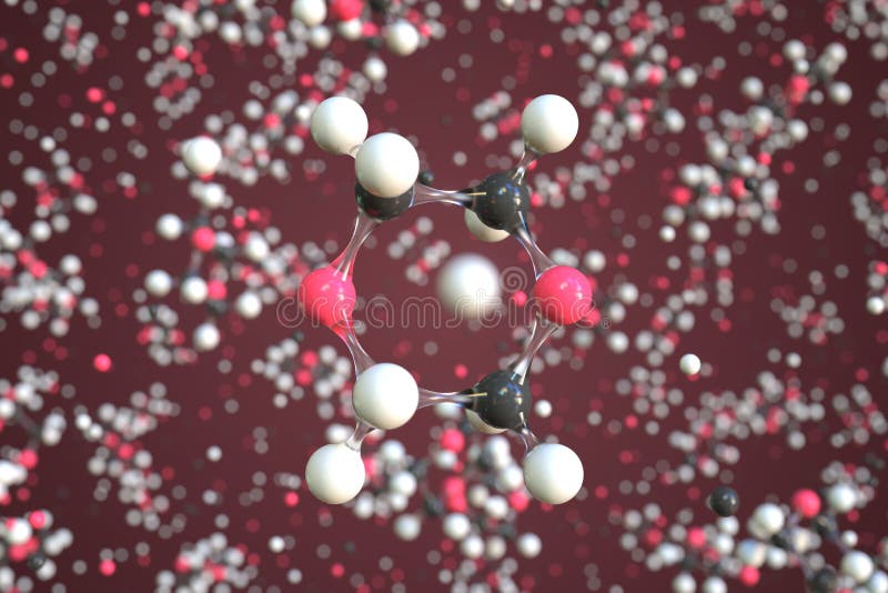 Dioxane Molecule, Isolated Molecular Model. 3D Rendering Stock ...