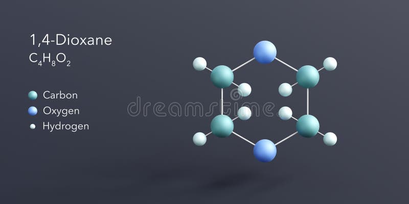 1.4-dioxane Molecular Structure, 3d Model Molecule, Dioxane, Structural ...