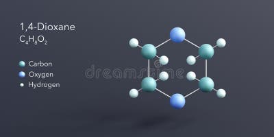 1.4-dioxane Molecule 3d Rendering, Flat Molecular Structure with ...