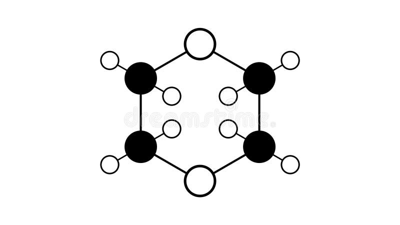 1.4-dioxane Molecule, Structural Chemical Formula, Ball-and-stick Model ...