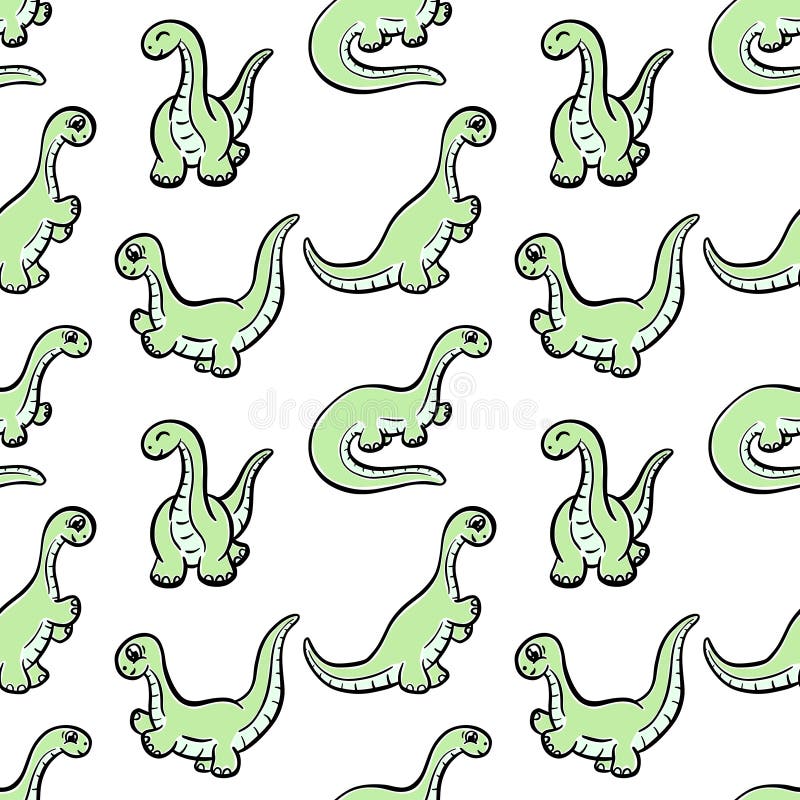 A Diplodocus Dinosaur Repeating Seamless Pattern Cartoon Stock ...