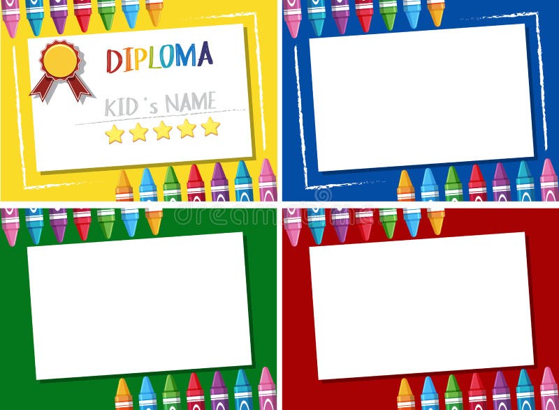 Diplommallar För Grundskola För Barn Mellan 5 Och 11 år Stock ...