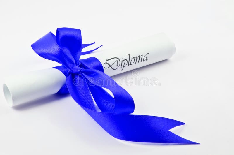 Diploma With Blue Ribbon Stock Photography - Image: 14063972