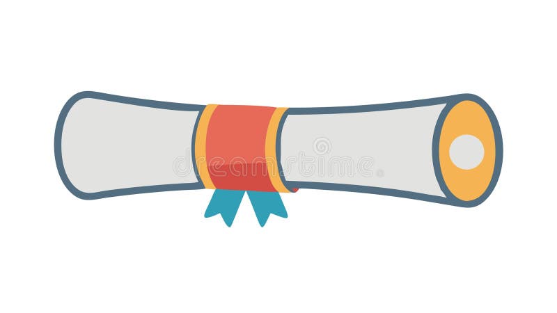 Diploma with Blue Ribbon Icon for Achievement and Learning, Vector ...