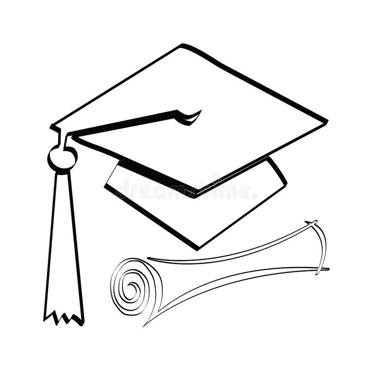 Graduation Cap Clipart Black White Stock Illustrations – 621 Graduation ...