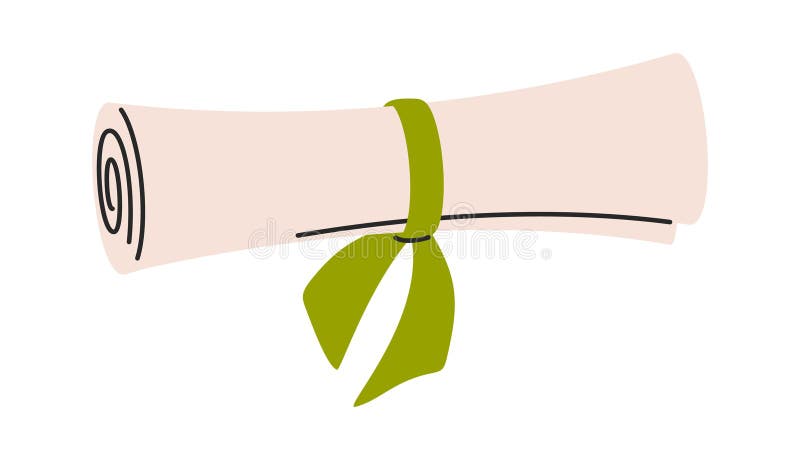 Diploma Certificate Scroll Hand Drawn Stock Vector - Illustration of ...