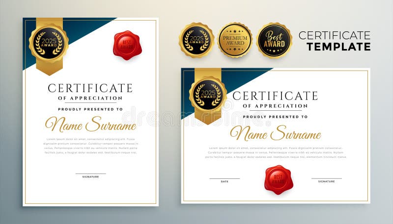 Premium Diploma Luxury Certificate Template Stock Vector - Illustration of achievement, golden ...