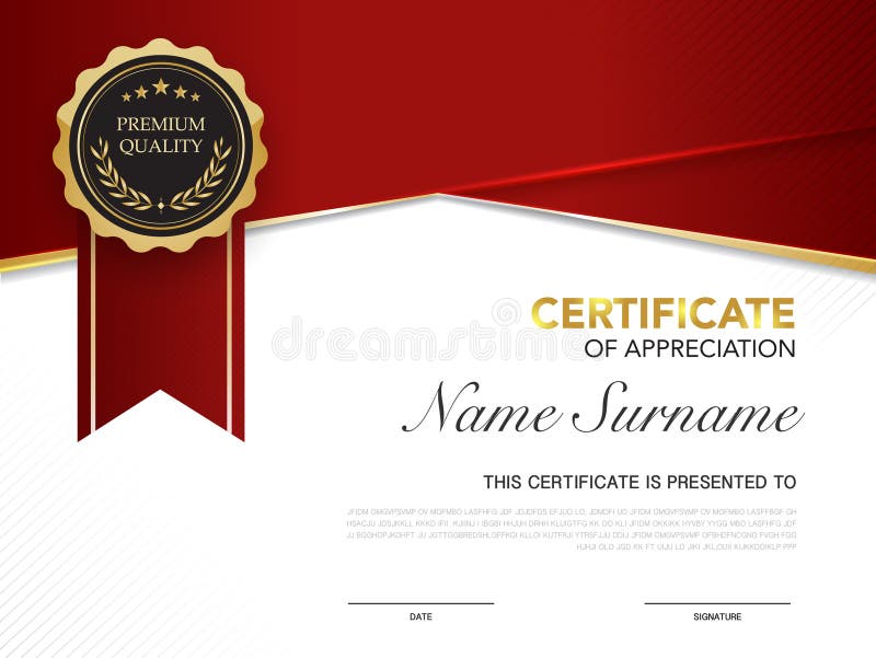 Diploma Certificate Template Red and Gold Color with Luxury and Modern ...