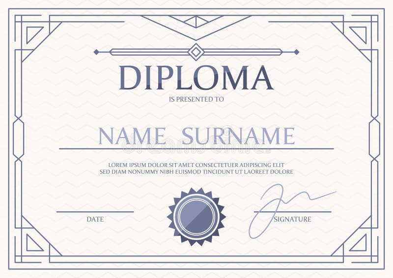 Diploma Classic Vintage Line Frame Stock Illustration - Illustration of ...
