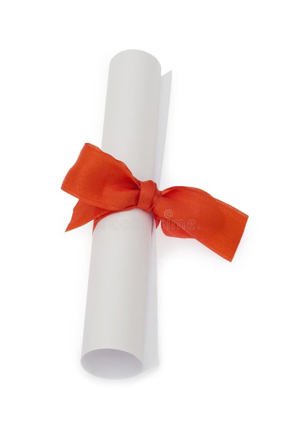 Diploma Con Il Nastro Rosso Isolato Immagine Stock - Immagine di scuola ...