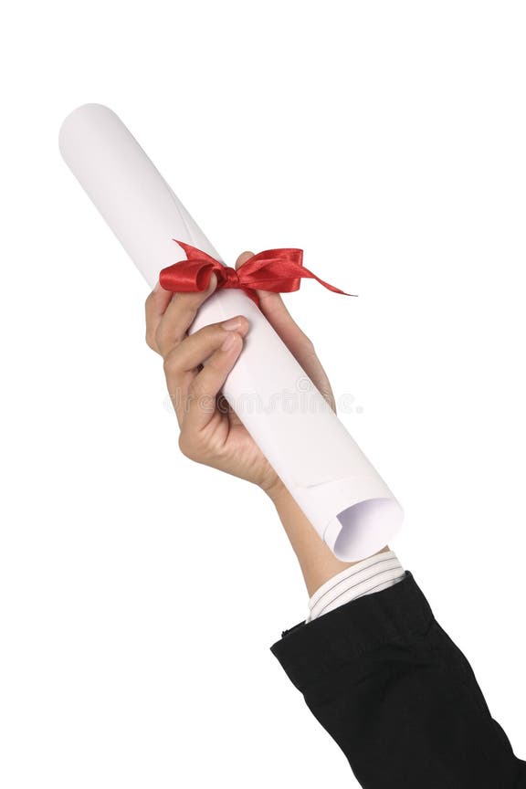 Diploma Con Un Nastro Rosso Immagine Stock - Immagine di accademico ...