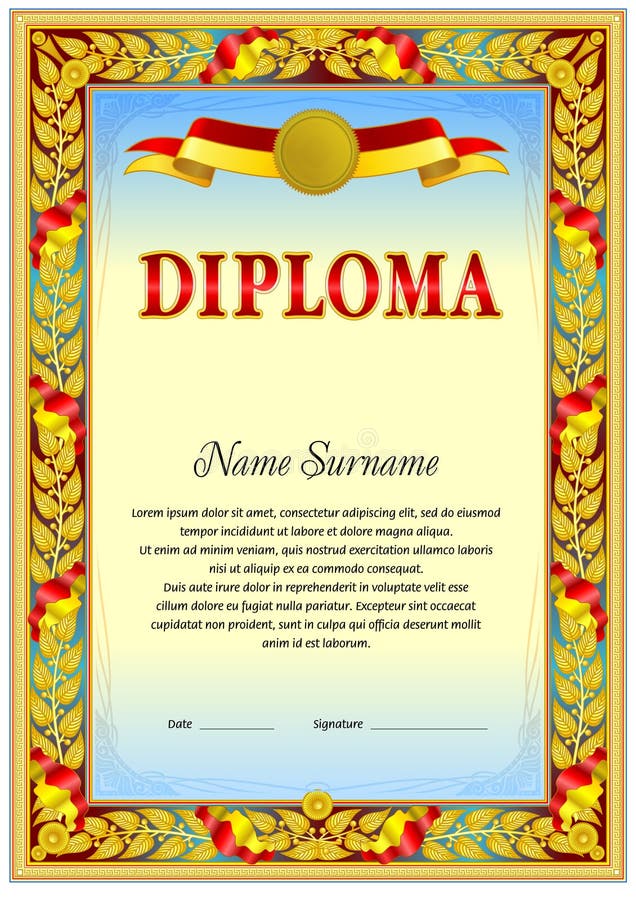 Diploma design template stock vector. Illustration of curve - 74656441